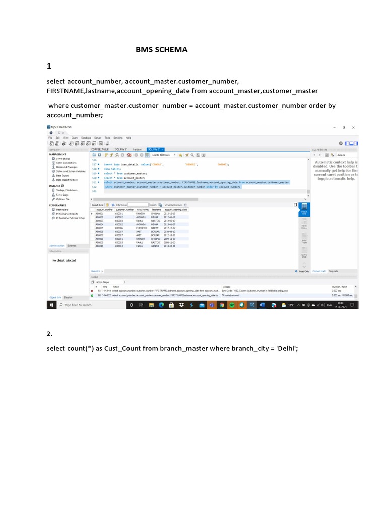 BMS Schema | PDF | Finance & Money Management | Computers