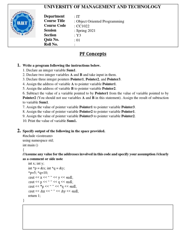 PF Concepts + Basic Class | PDF | Pointer (Computer Programming) | Integer (Computer Science)