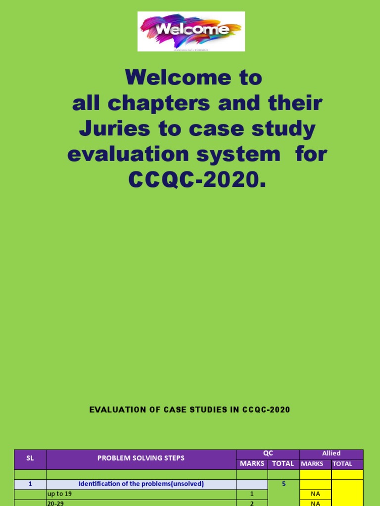 Welcome To All Chapters and Their Juries To Case Study Evaluation ...