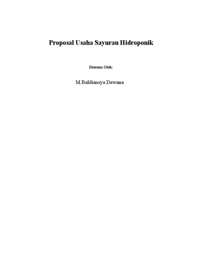 Proposal Usaha Sayuran Hidroponik-1 | PDF