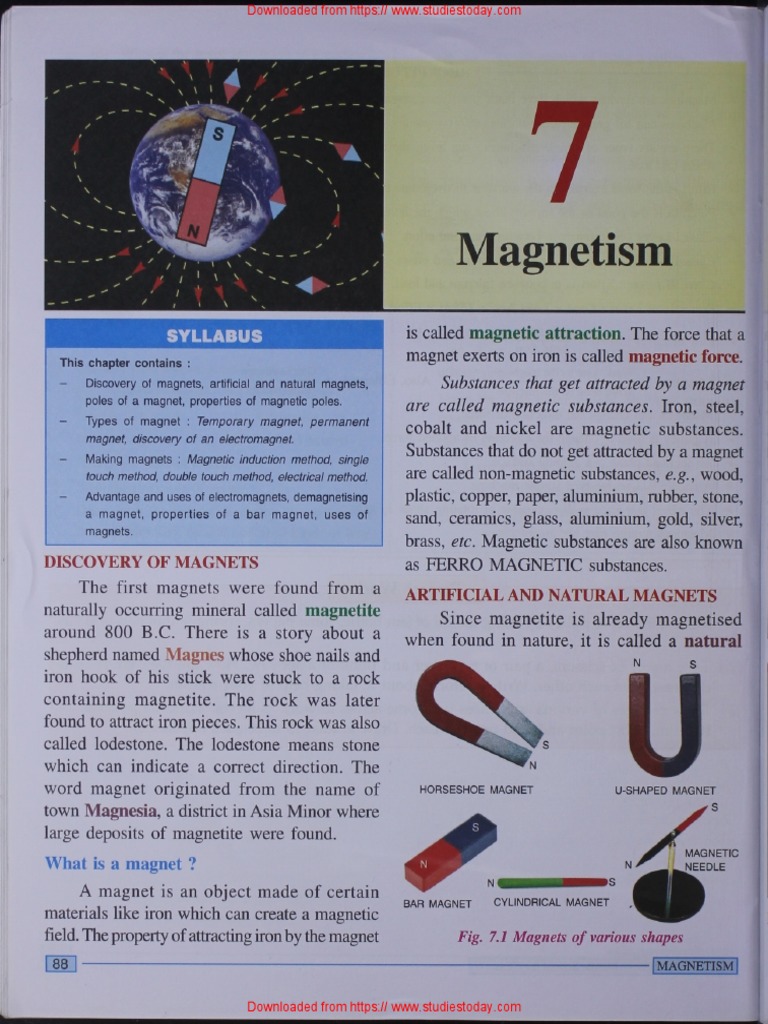 ICSE Class 6 Physics Chapter 7 Magnetism | PDF