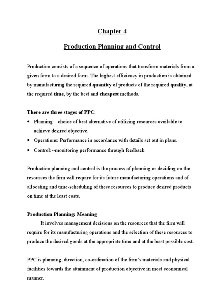 Chapter 4 Production Planning and Control | PDF | Scheduling ...