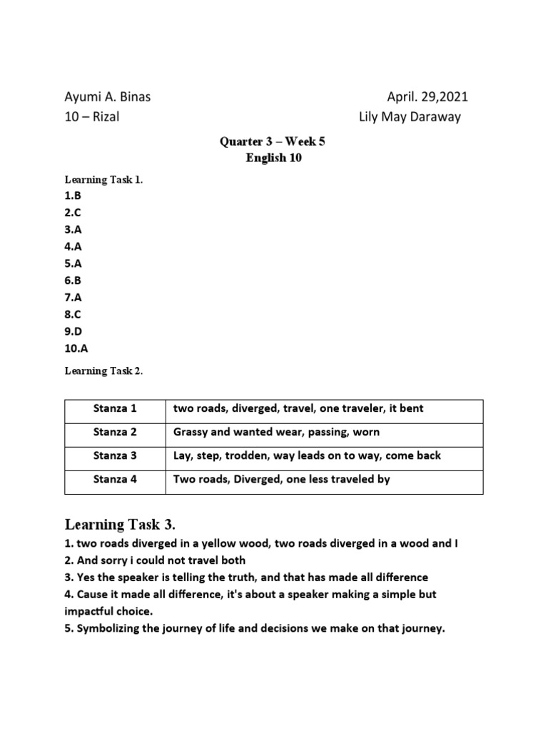 English 10 Poetry Analysis Tasks | PDF
