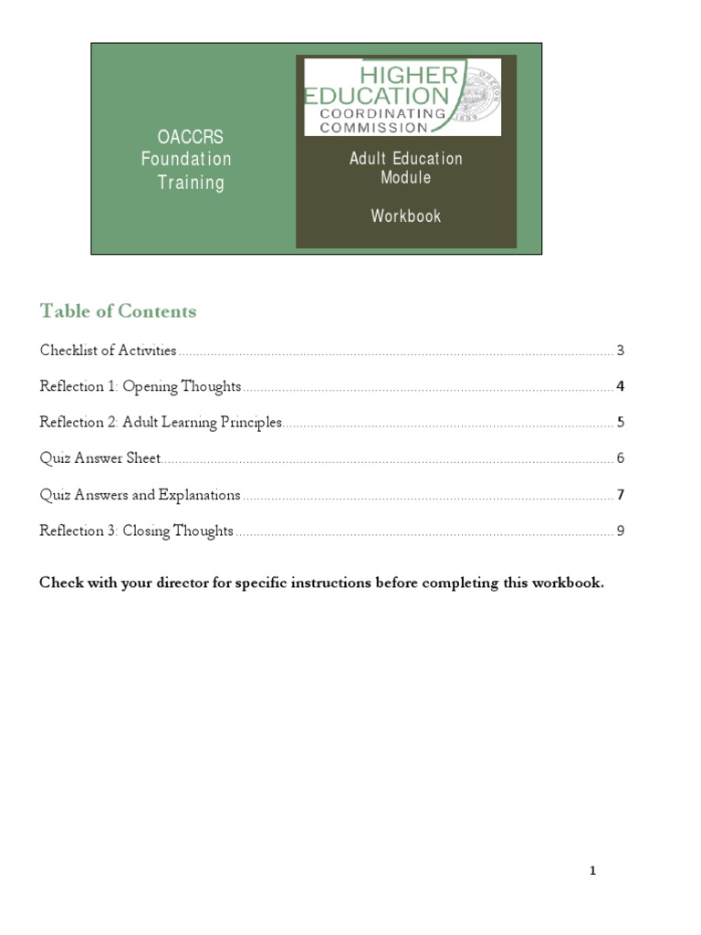 Adult Education Module Workbook | PDF | Adult Education | Learning