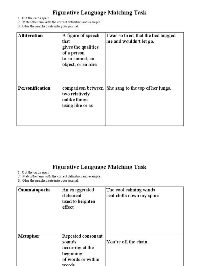Figurative Language Matching Task: Alliteration | PDF | Semantics ...