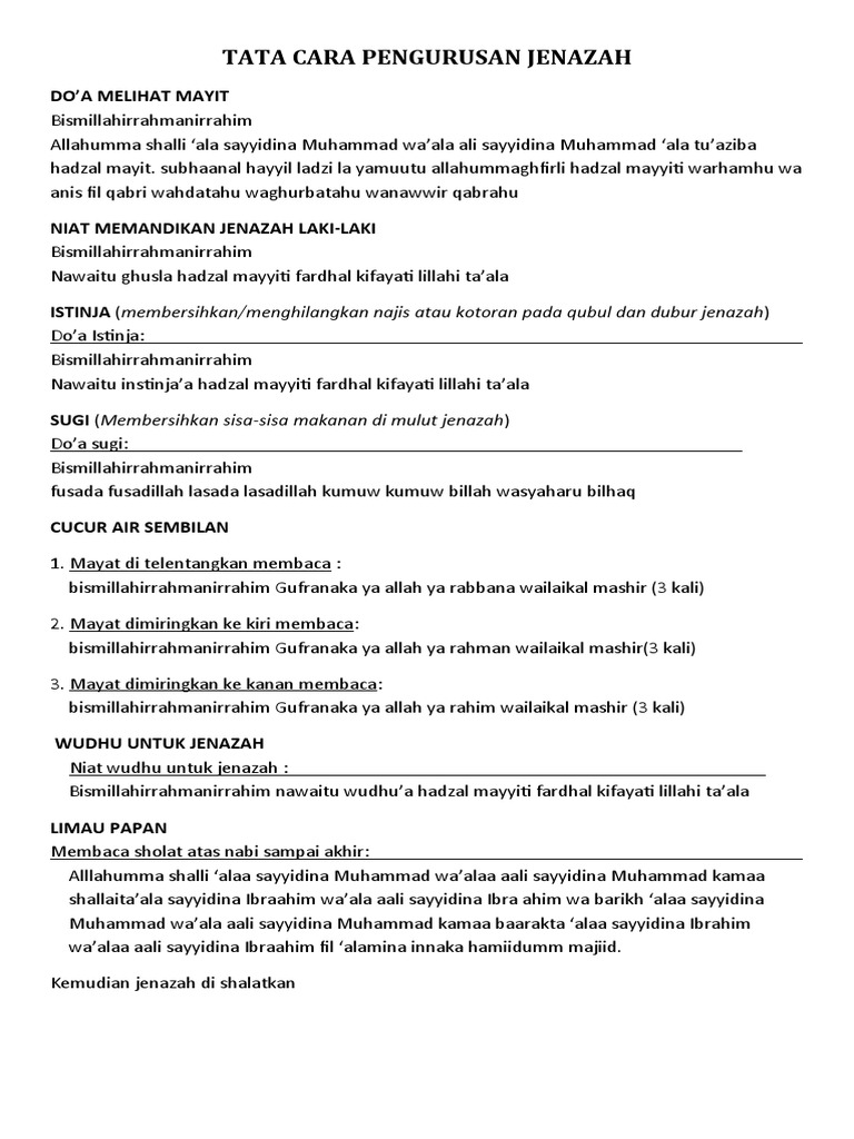Tata Cara Mengurus Jenazah | PDF