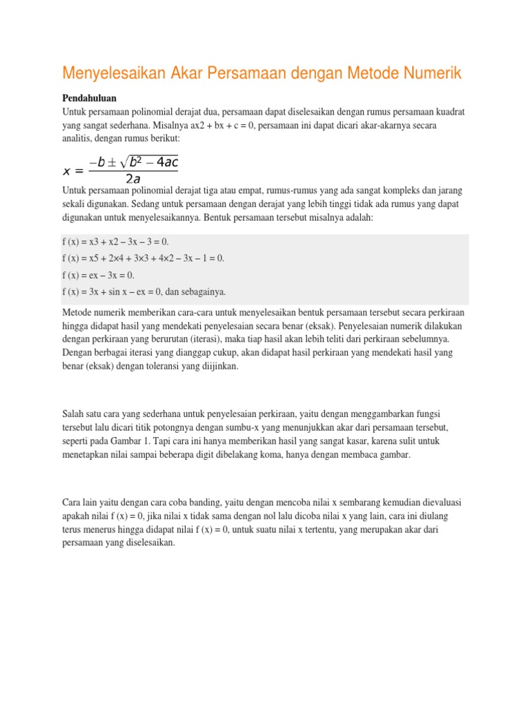 Metode Numerik untuk Akar Persamaan | PDF