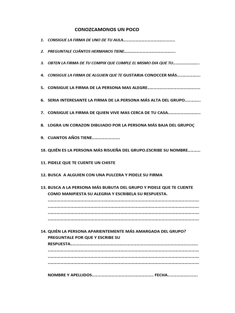 Conozcamonos Un Poco | PDF