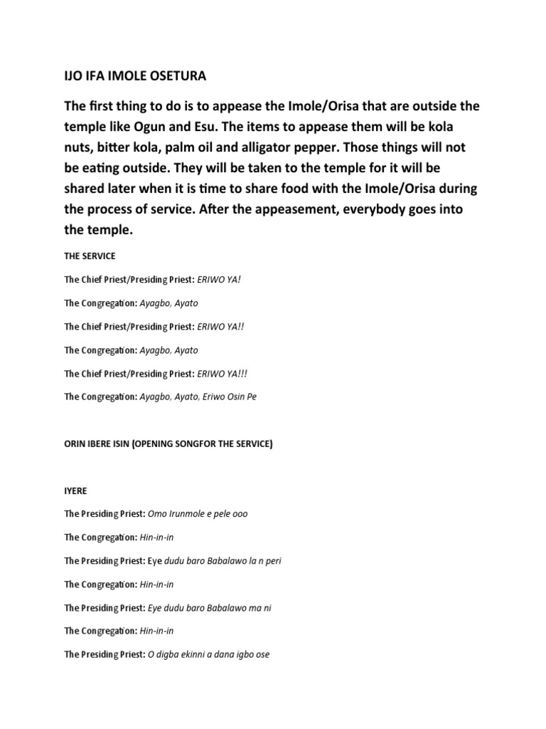 The Temple Service in Ijo Ifa Imole Osetura | PDF | Foreign Language ...