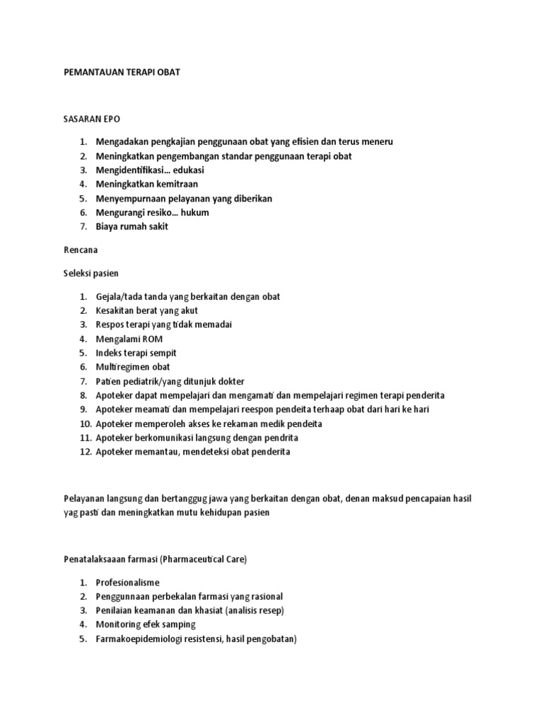 Pemantauan Terapi Obat untuk Pasien | PDF