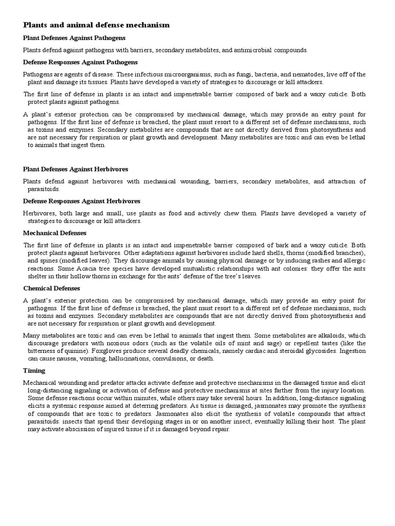 Animal and Plants Mechanism | PDF | Herbivore | Plants