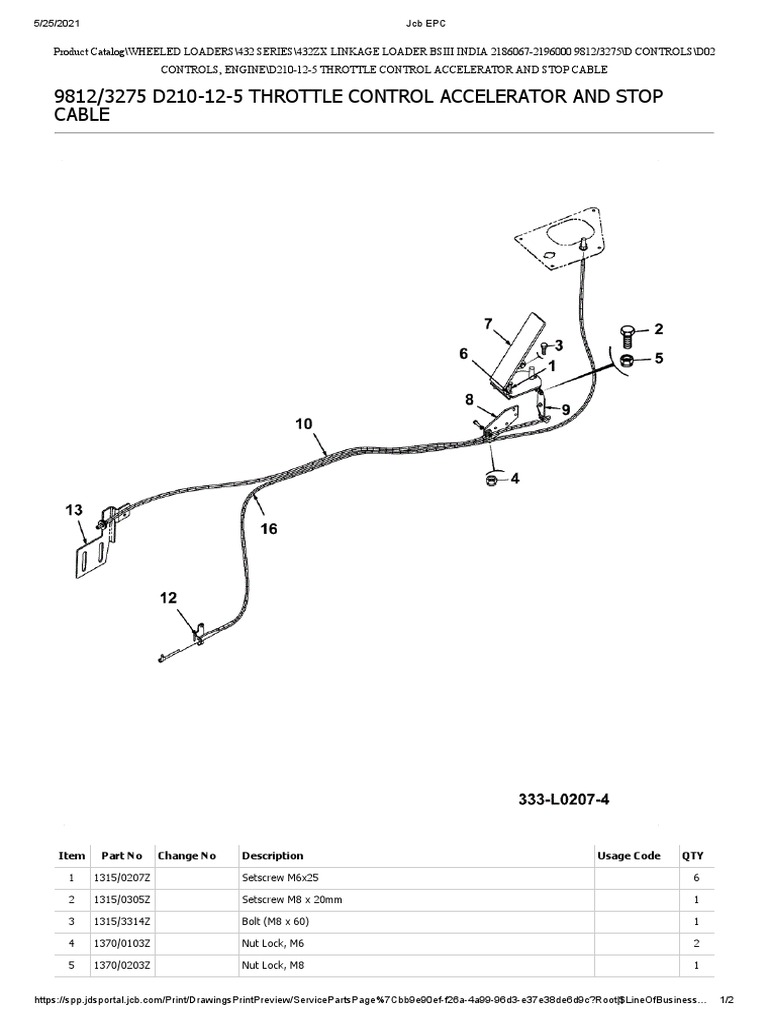 JCB 432ZX Linkage Loader Parts Catalog Listing Throttle Control ...