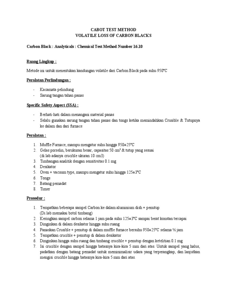 Volatile Cabot Test Method | PDF