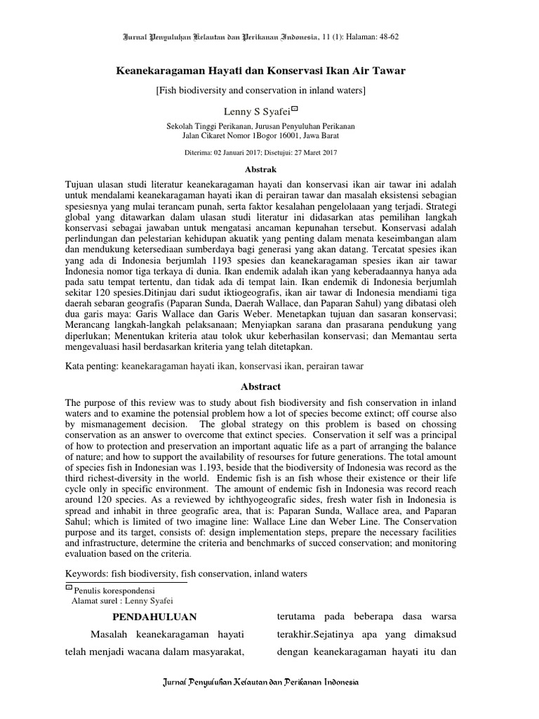 Keanekaragaman Hayati Dan Konservasi Ika 93327e84 | PDF