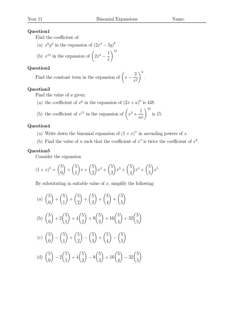 Binomial Expansions | PDF | Number Theory | Discrete Mathematics