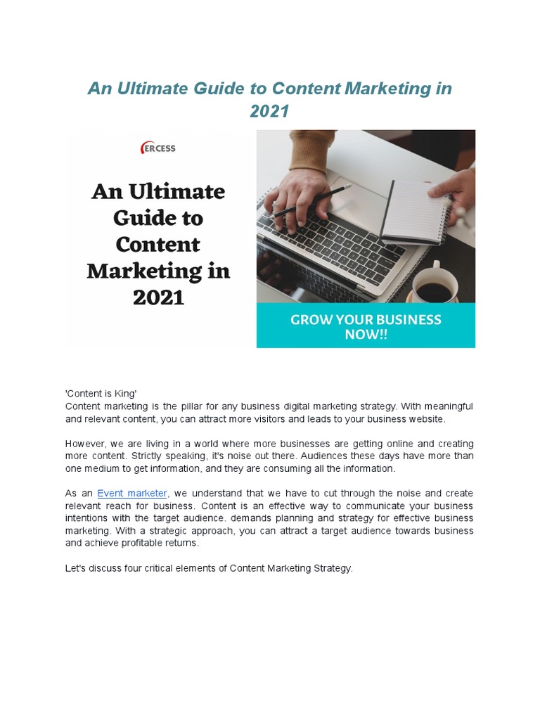 An Ultimate Guide To Content Marketing in 2021 | PDF | Target Audience ...
