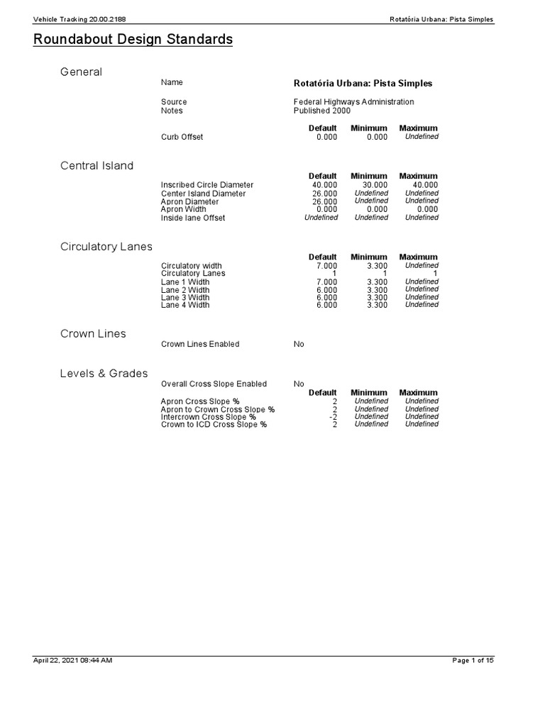Roundabout Design Standards | PDF | Lane | Road Transport
