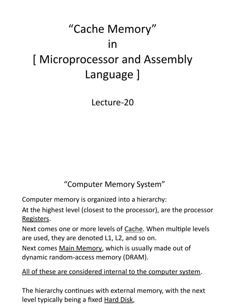 Lec 21 MAL Cache Memory | PDF | Cpu Cache | Computer Data Storage