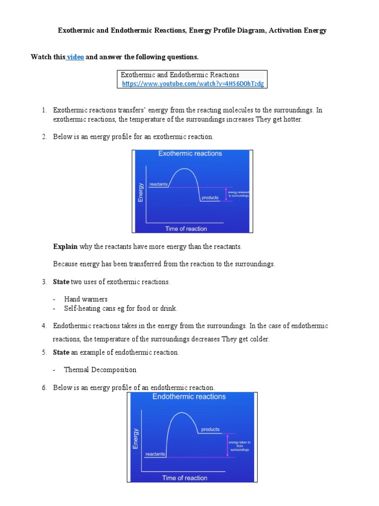 Exothermic vs Endothermic Reactions Explained | PDF | Science ...