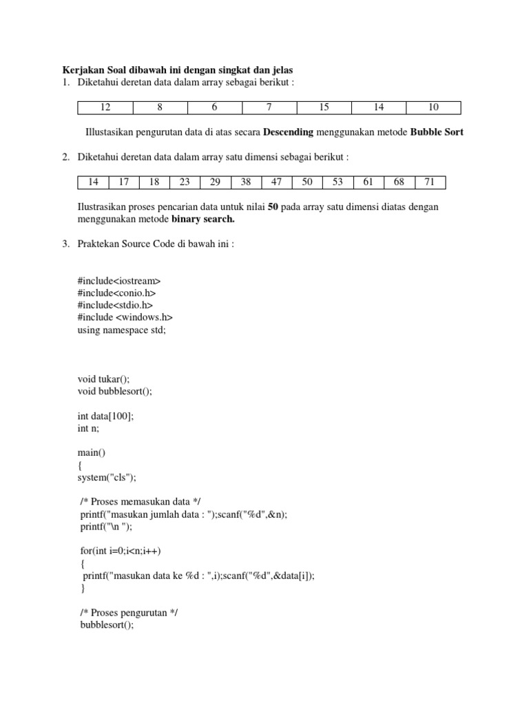 Latihan Searching Dan Sorting | PDF