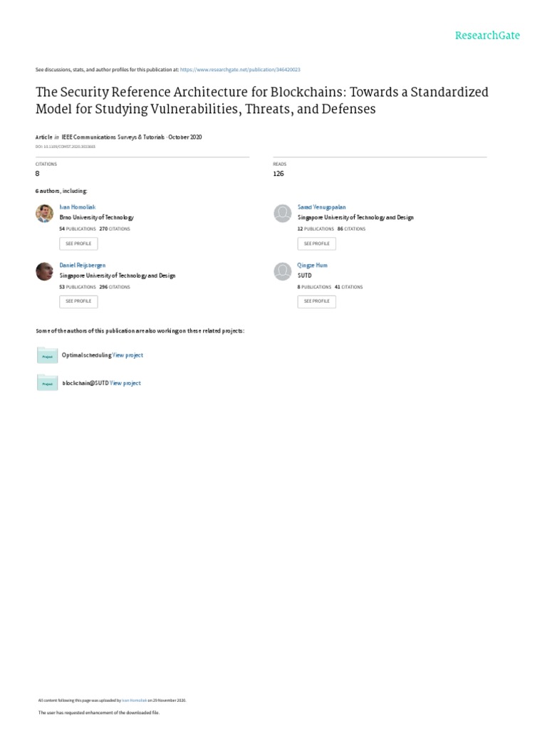 The Security Reference Architecture For Blockchains: Towards A ...
