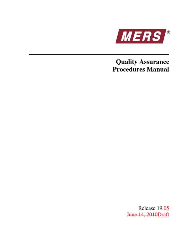 MERS QA Procedures Rel19 5 Draft | PDF | Security Interest | Mortgage Law