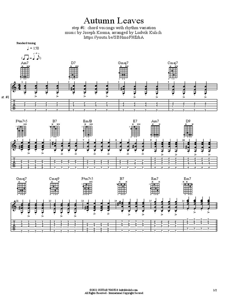 Autumn Leaves: Step #1: Chord Voicings With Rhythm Variation Music by ...