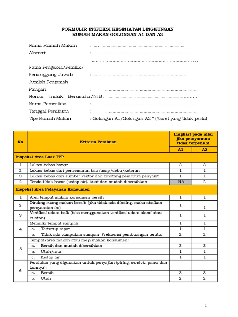 Form IKL Rumah Makan | PDF