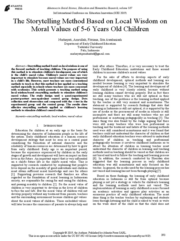 The Storytelling Method Based On Local Wisdom On Moral Values of 5-6 ...
