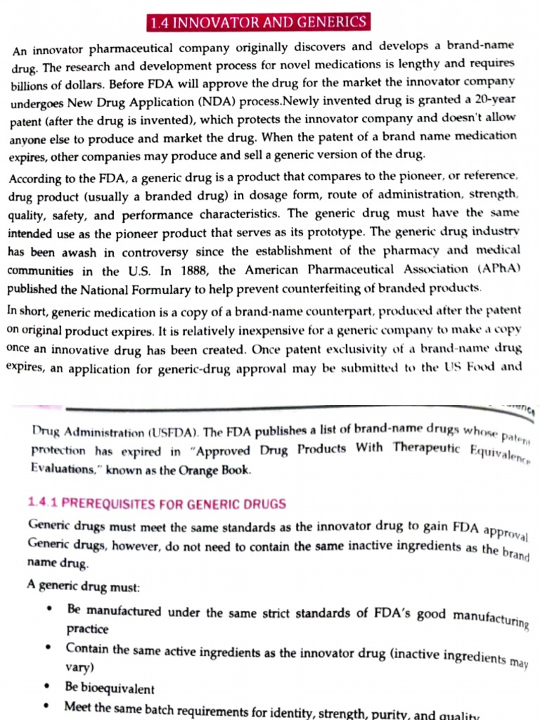 Innovator and Generic Drugs | PDF | Generic Drug | Pharmacy