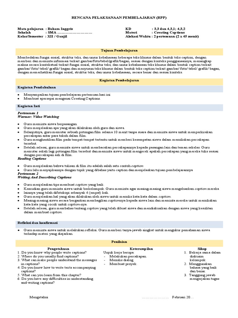 RPP Creating Captions | PDF