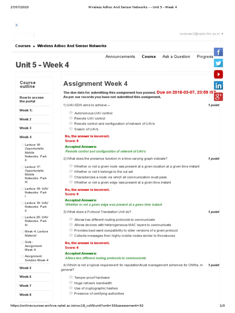 Noc18-Cs09 Week 04 Assignment 01 | PDF | Wireless Sensor Network | Wireless Ad Hoc Network