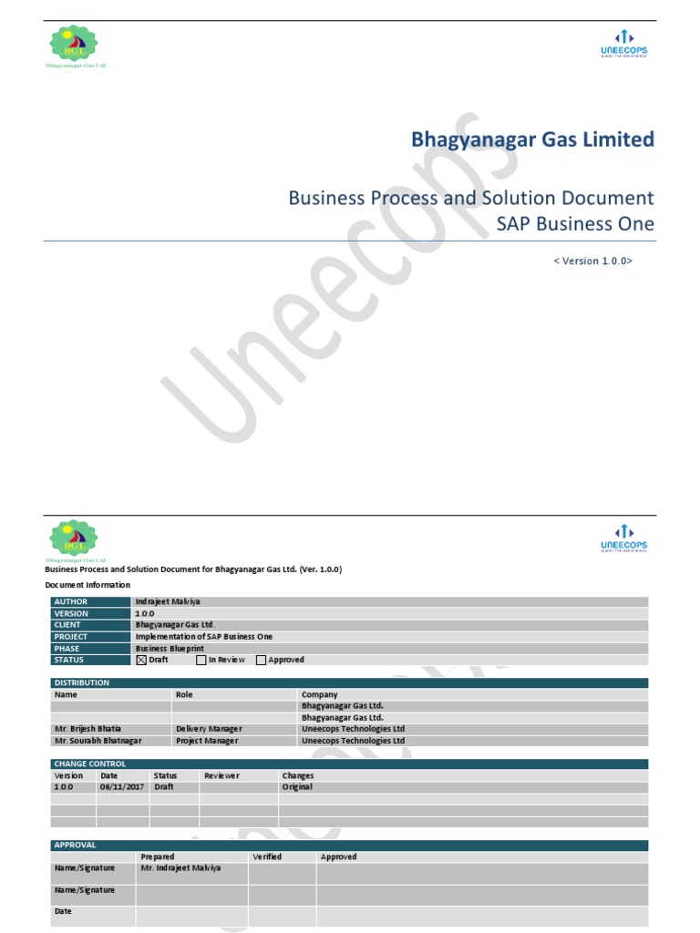 Business Process and Solution Document BGL - 1.0.0!23!08 - 2018 | PDF ...