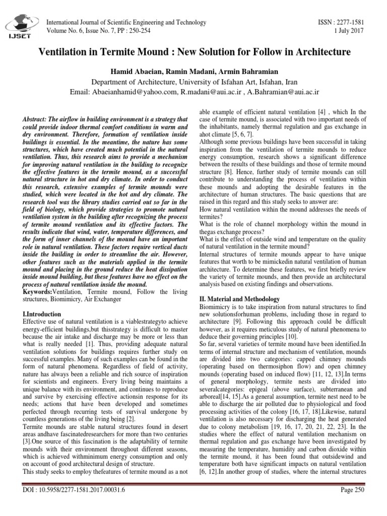Ventilation in Termite Mound New Solution For Follow in Architecture ...