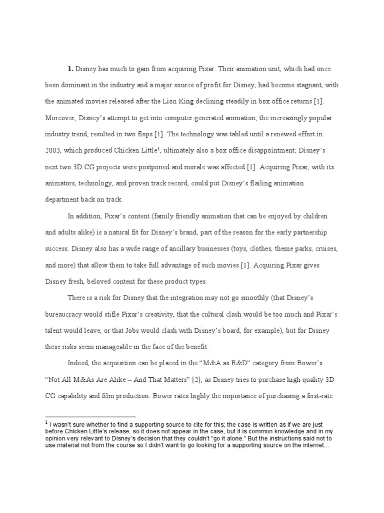 Disney - Pixar Merger Response HBS | PDF | Pixar | The Walt Disney Company