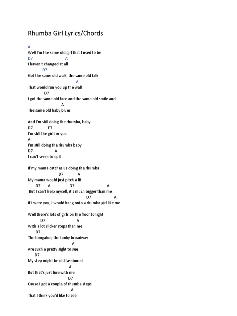 Rhumba Girl Lyrics and Chords | PDF