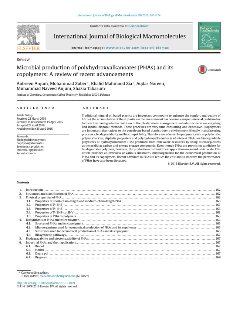 Microbial Production of Polyhydroxyalkanoates (PHAs) and Its Copolymers ...