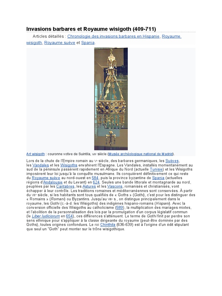 Histoire et culture des Wisigoths en Espagne | PDF | Espagne | Voyage ...