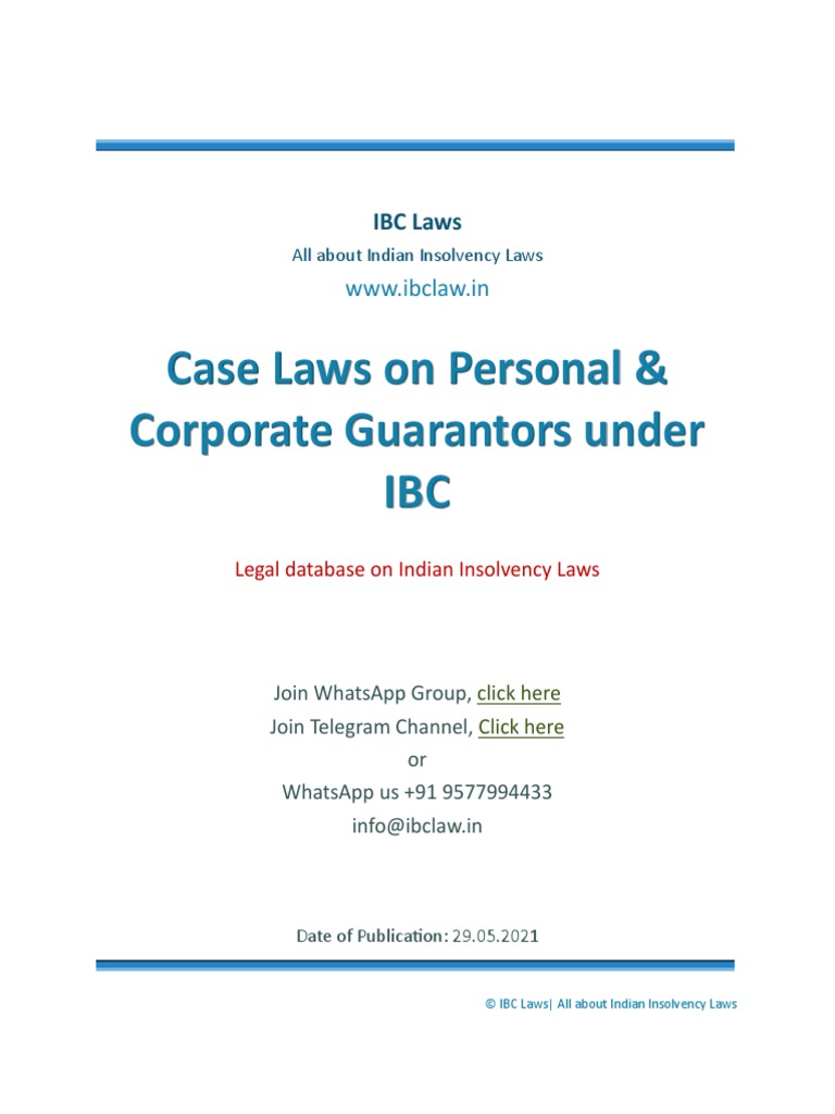 Case Laws On Personal & Corporate Guarantors Under IBC | PDF ...