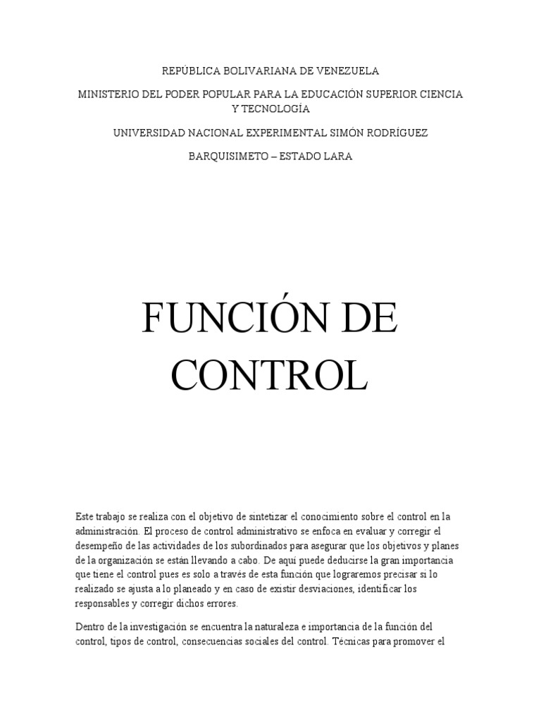 Funcion de Control | PDF | Business | Science