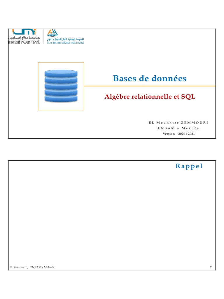 03-Algebre Relationnelle Et SQL | PDF | Gestion informatique | Recherche d'information