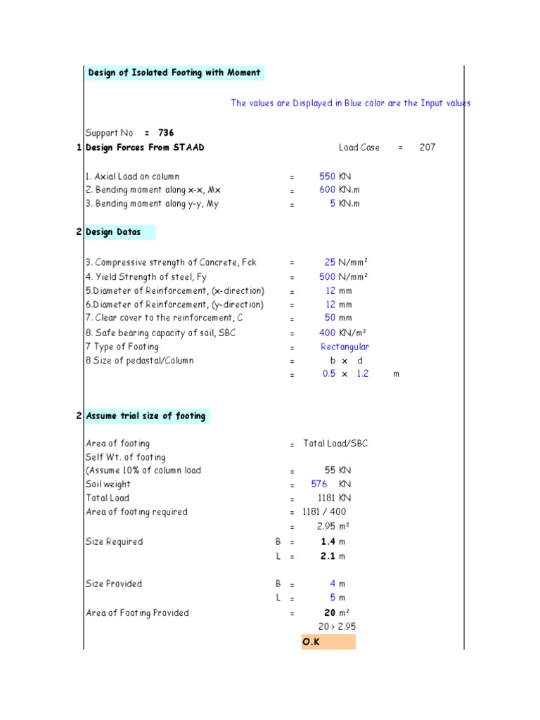Isolated Footing Design with Moments | PDF | Column | Continuum Mechanics