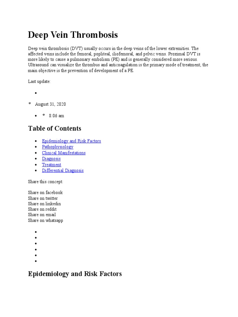 Deep Vein Thrombosis Pdf