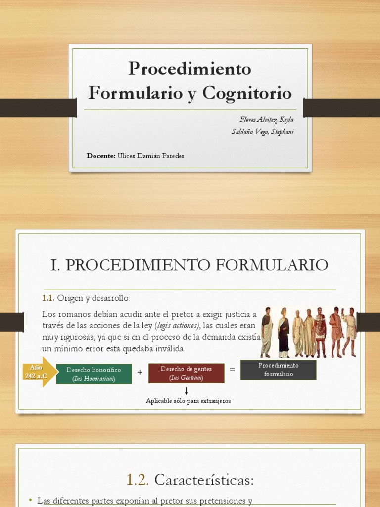 Procedimiento Formulario y Cognitorio Diapositivas | PDF | Sentencia ...