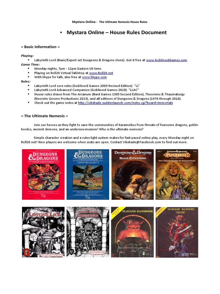 Ultimate Nemesis House Rules Guide | PDF