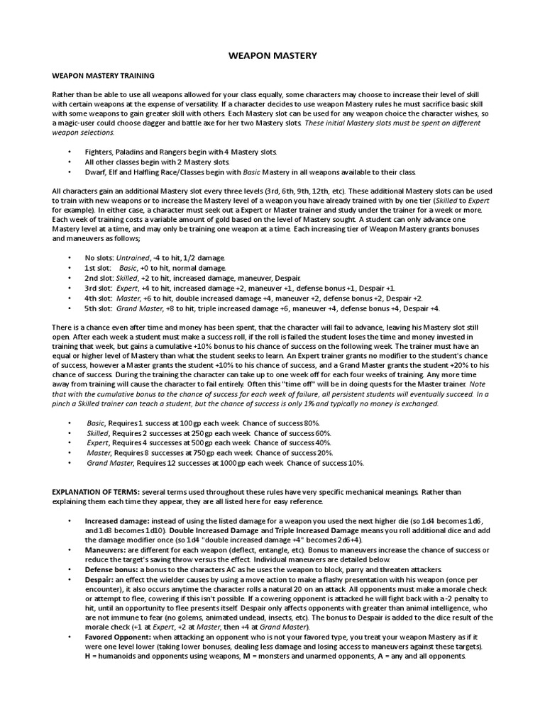 Weapon Mastery | PDF | Leisure | Weaponry