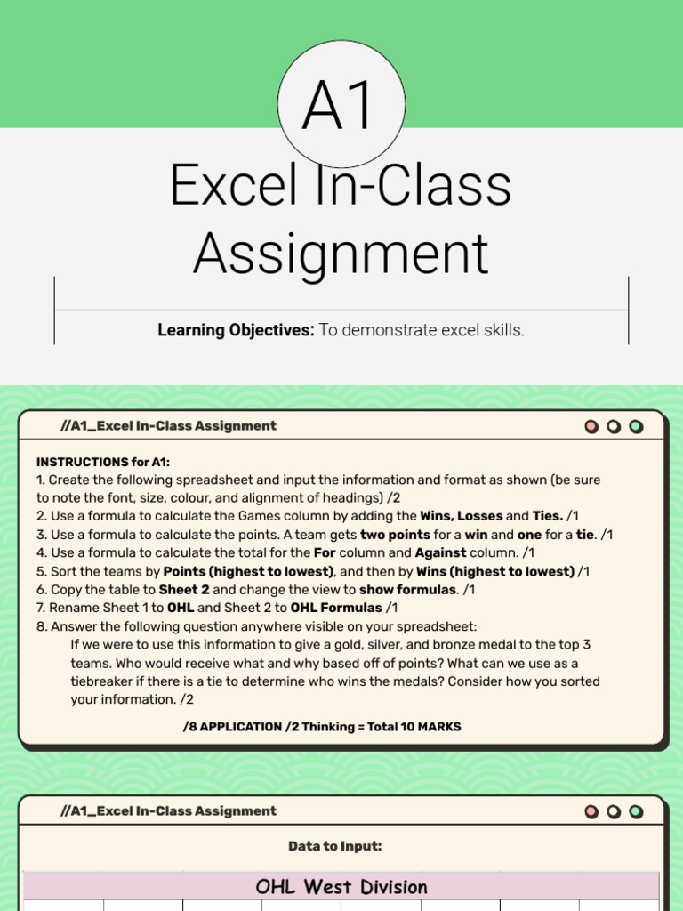 Excel In-Class Assignment 1 2 Instructions | PDF | Microsoft Excel ...
