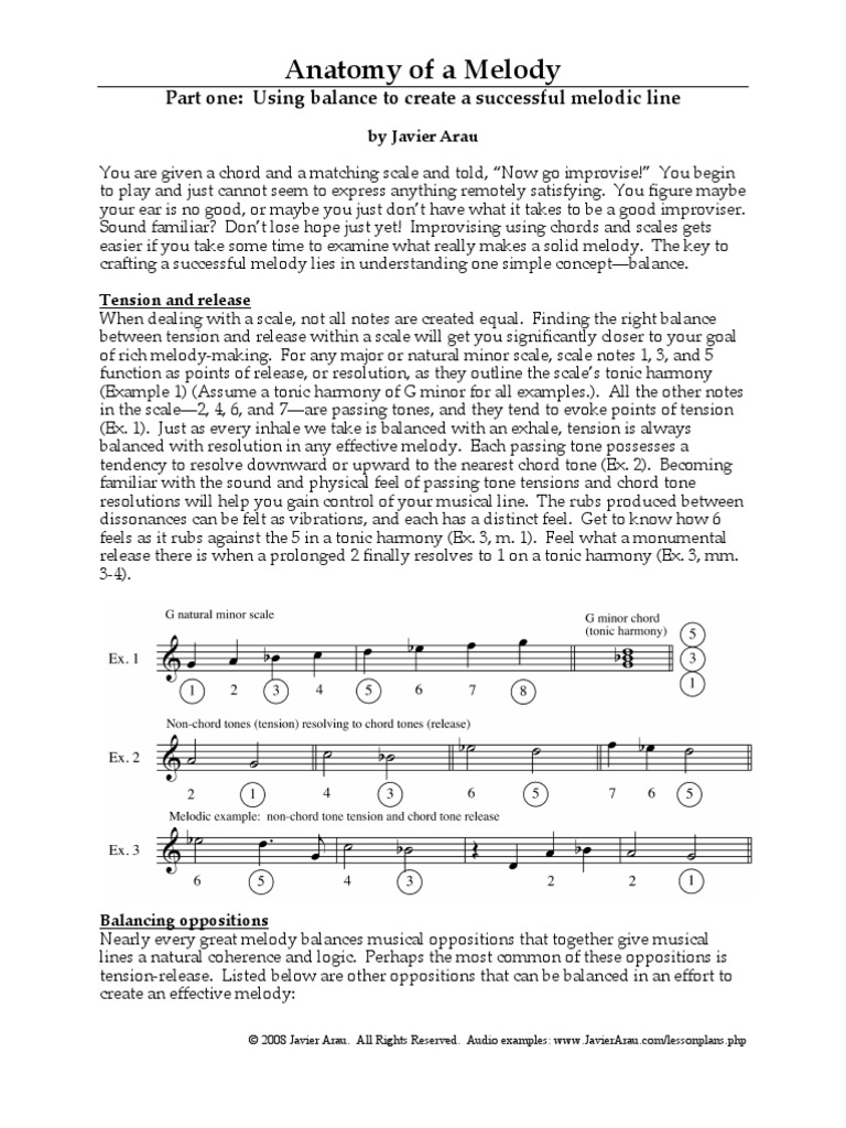 Anatomy of A Melody Part 1 | PDF | Harmony | Scale (Music)