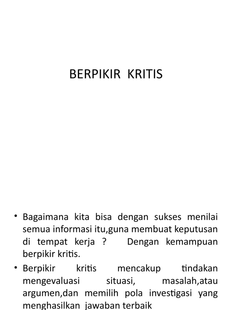 Berpikir Kritis | PDF