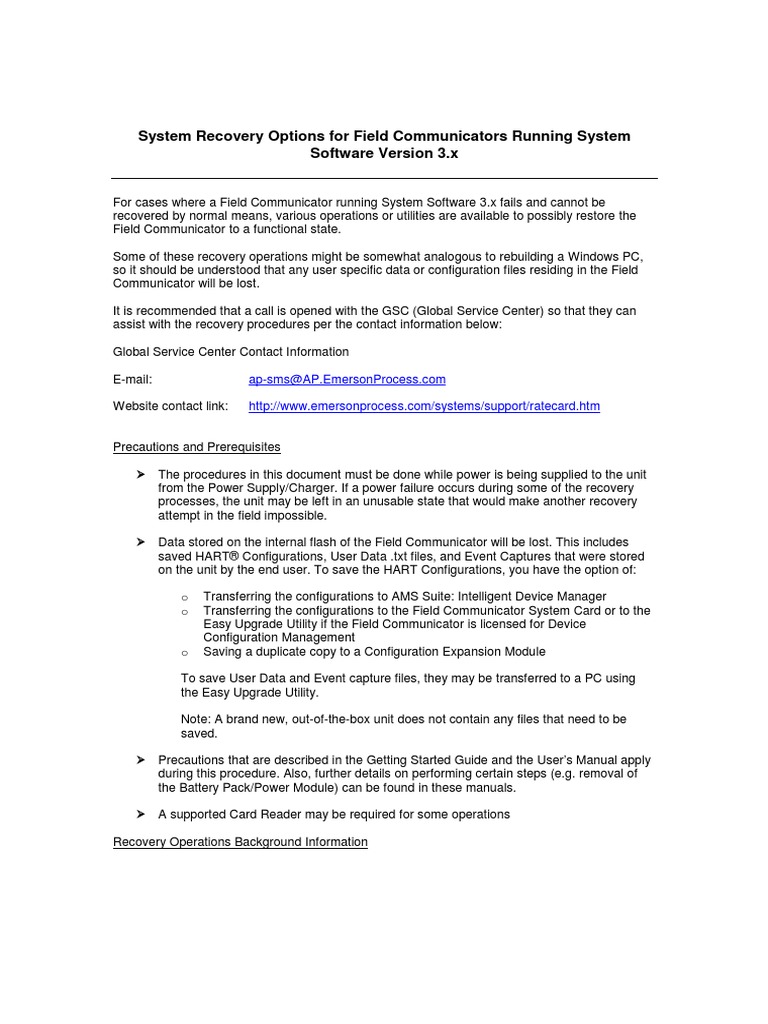 Field Communicator Recovery Utility System Software V3 X | PDF | Booting | Computer File